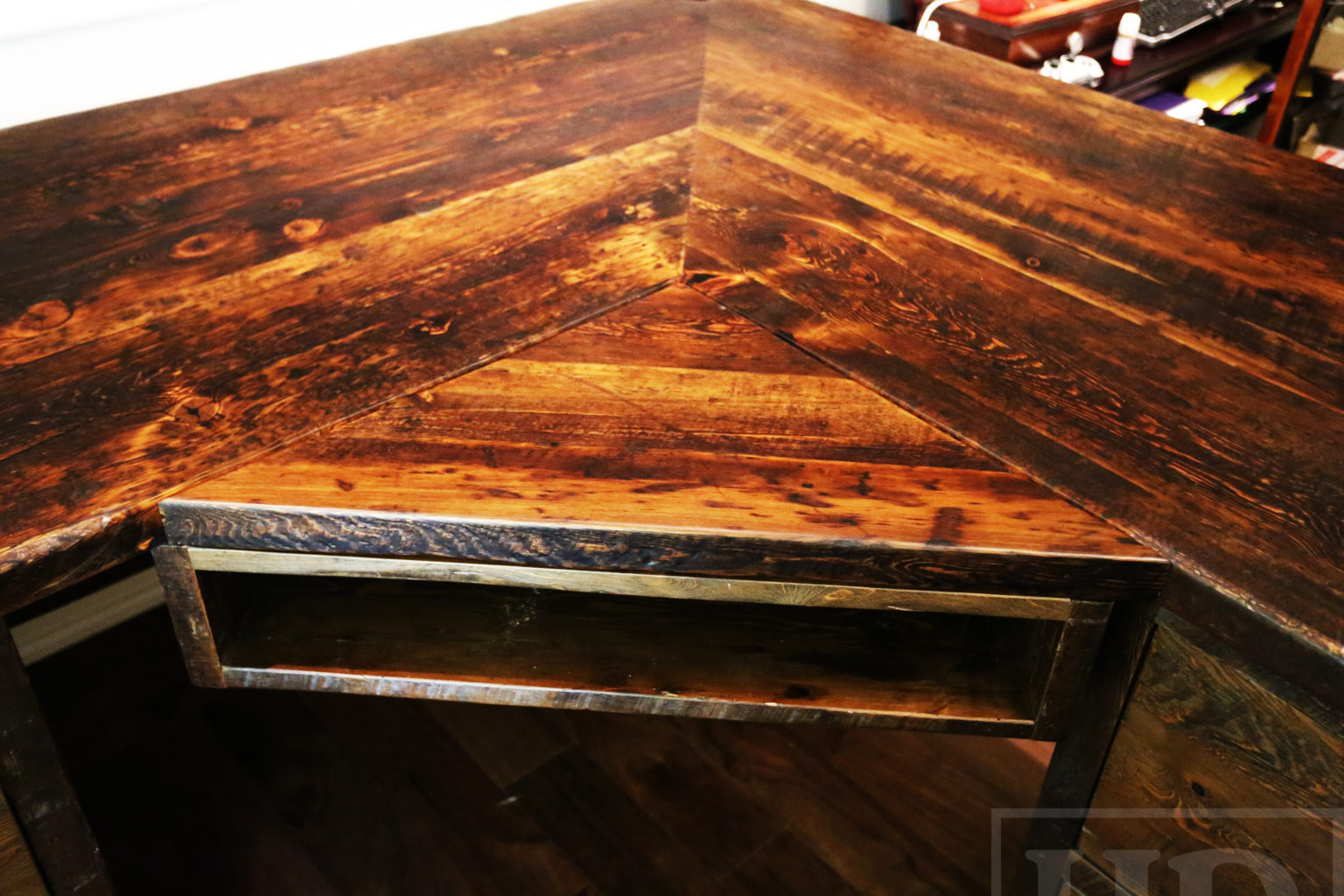 Custom Reclaimed Wood Desk with Black Stain Treatment | Blog