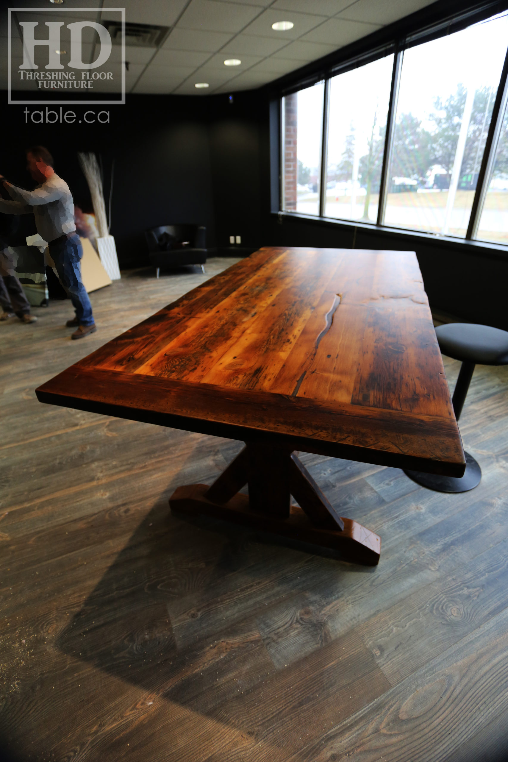 Reclaimed Wood Sawbuck Boardroom Table | Blog