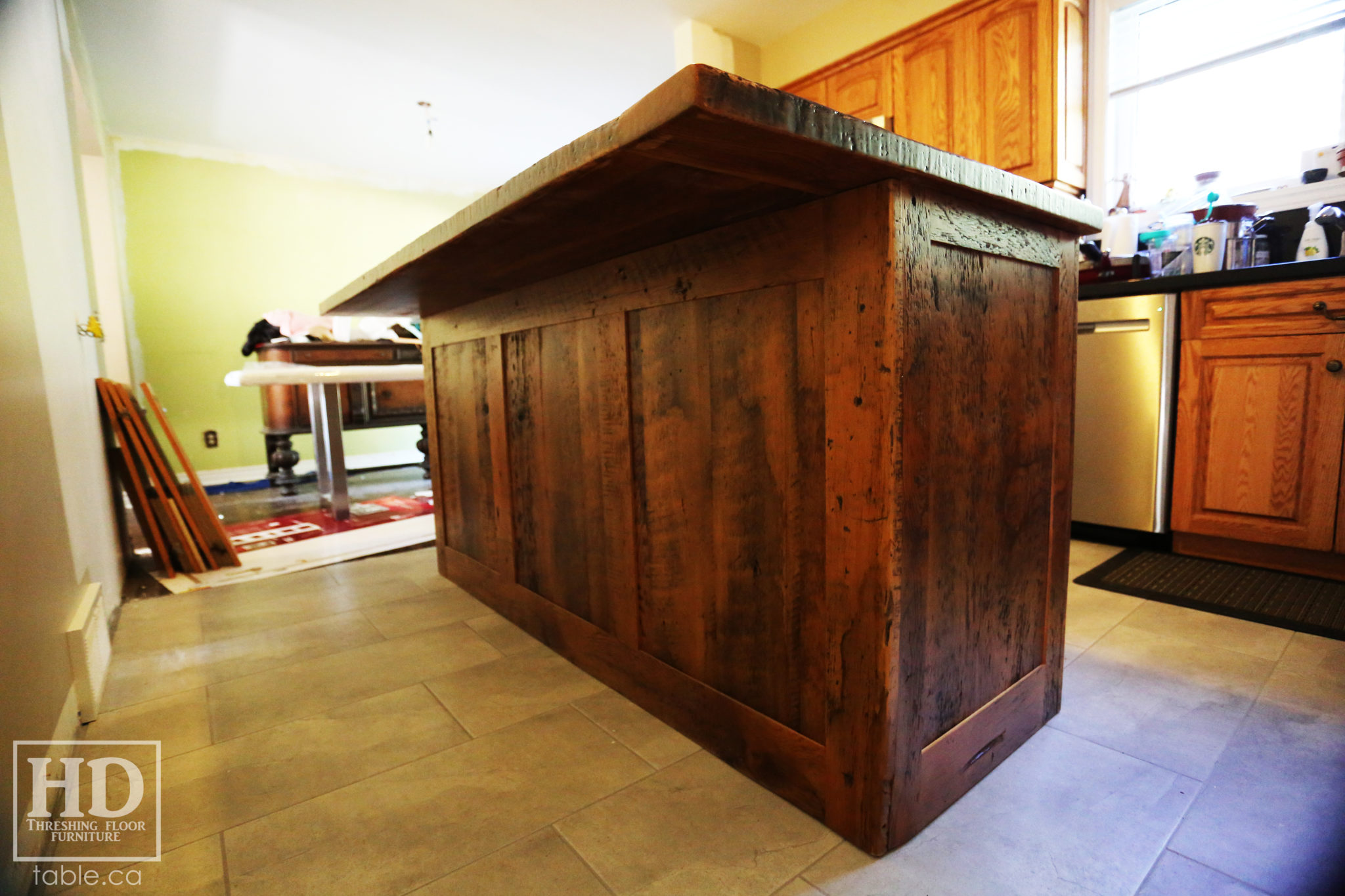 Reclaimed Wood Island with Light Coating Epoxy Option | Blog