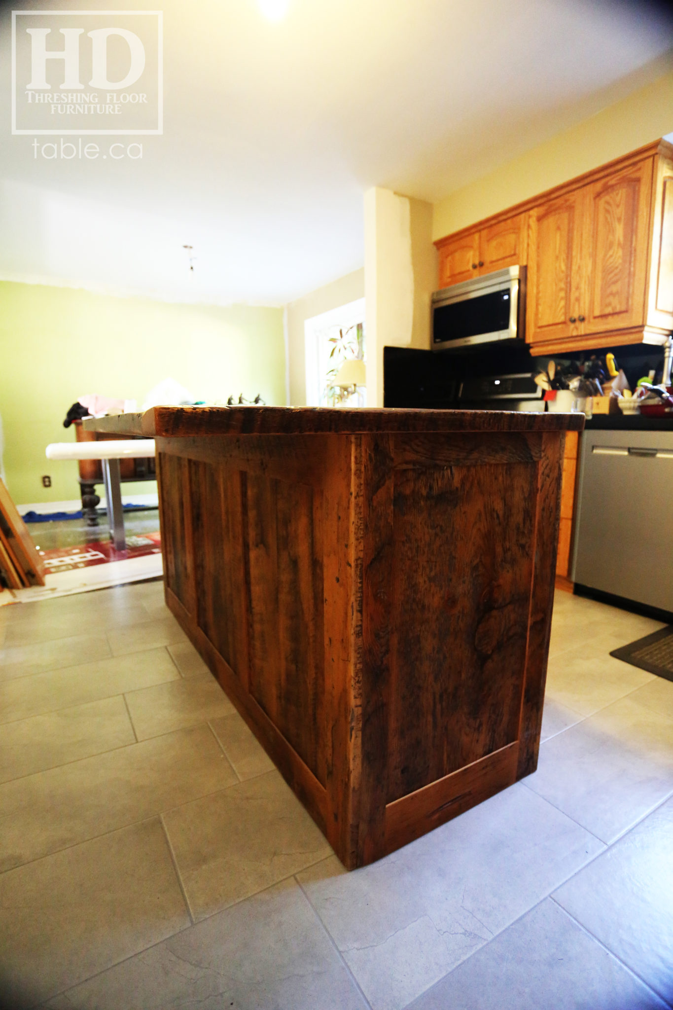 Reclaimed Wood Island with Light Coating Epoxy Option | Blog