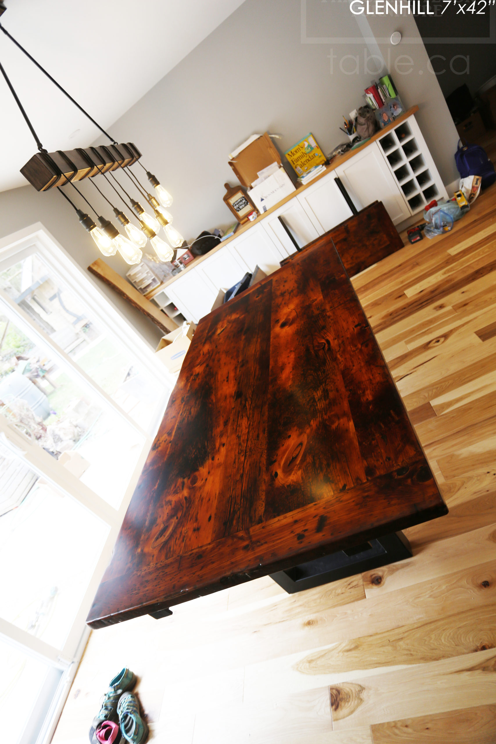 Reclaimed Wood Table with Metal Base for Guelph Home | Blog