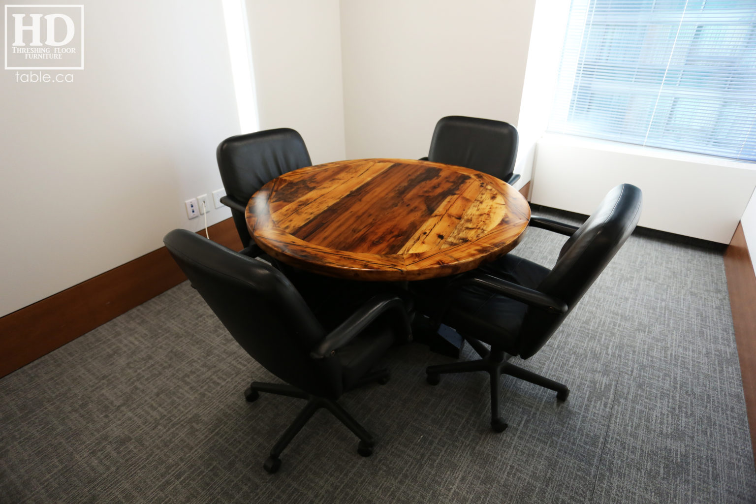 Round Boardroom Table made from Ontario Barnwood | Blog