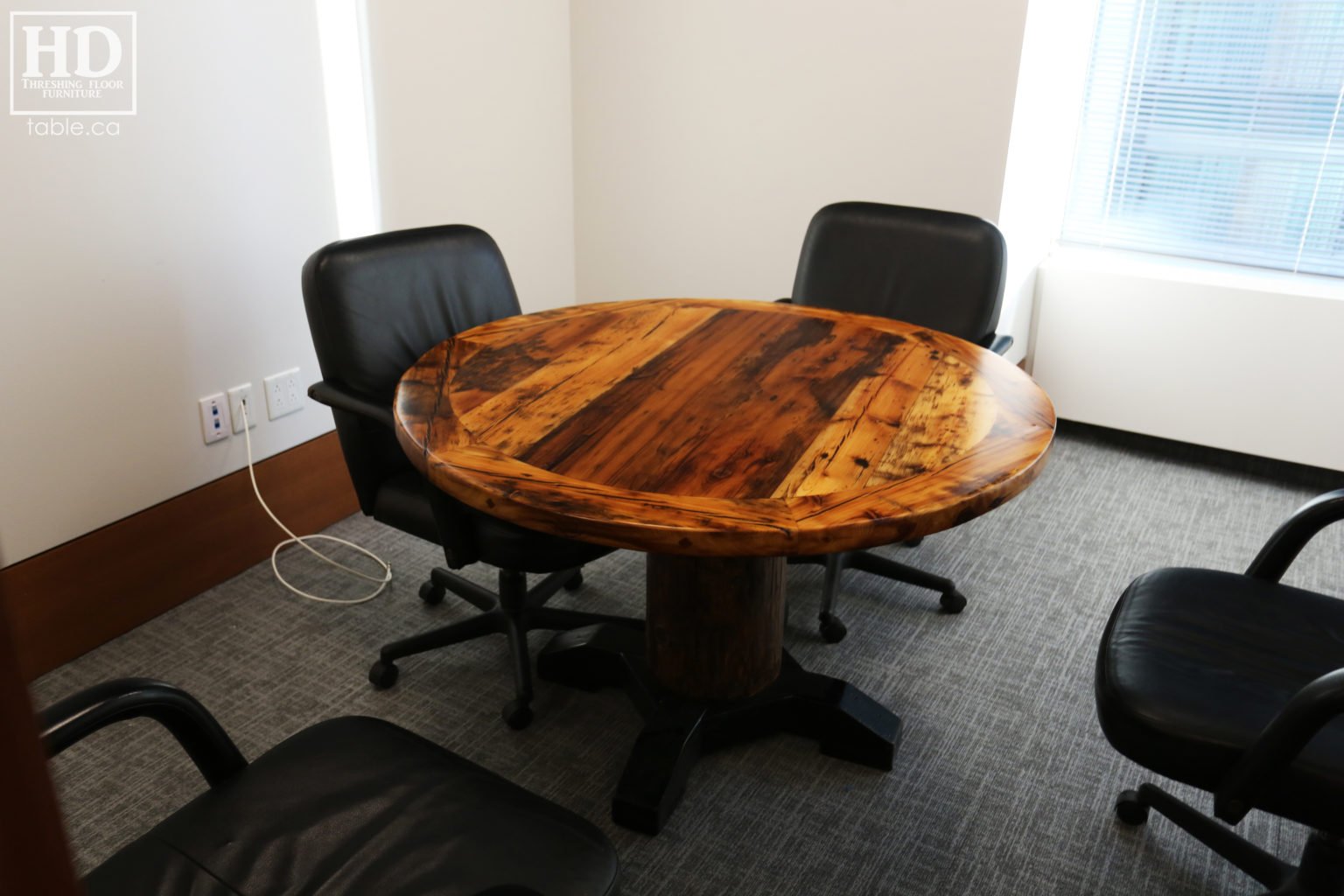 Round Boardroom Table made from Ontario Barnwood | Blog