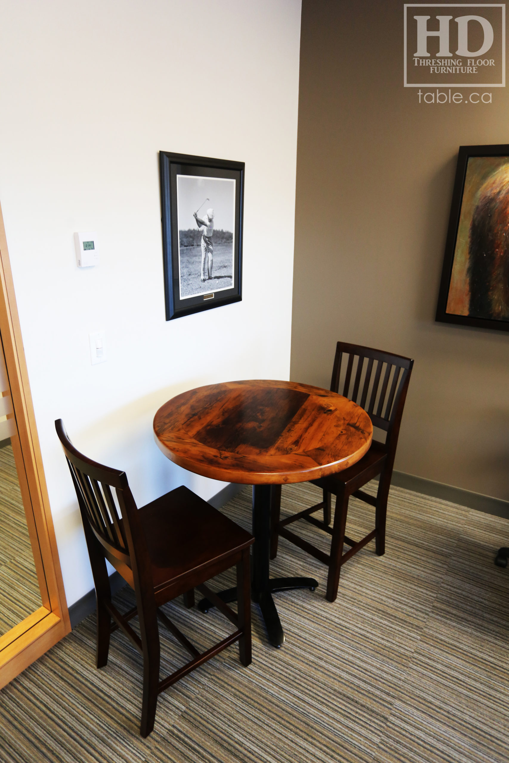 Small Round Boardroom Table made from Salvaged Ontario Barnwood | Blog
