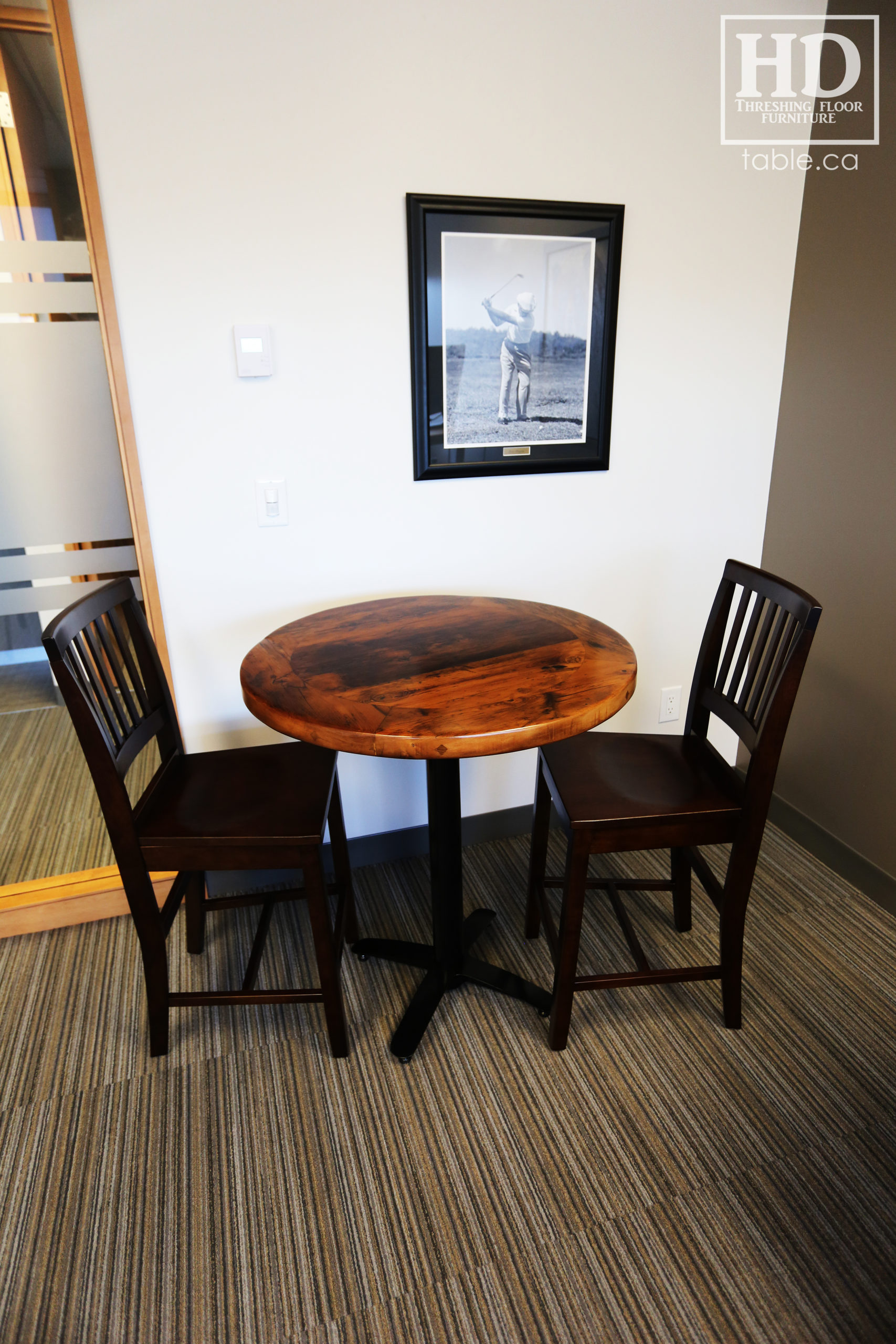 Small Round Boardroom Table made from Salvaged Ontario Barnwood | Blog