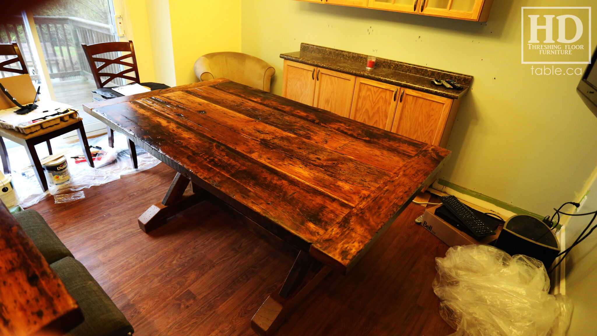 Hemlock Table made from Ontario Barnwood with Light Coating Epoxy ...