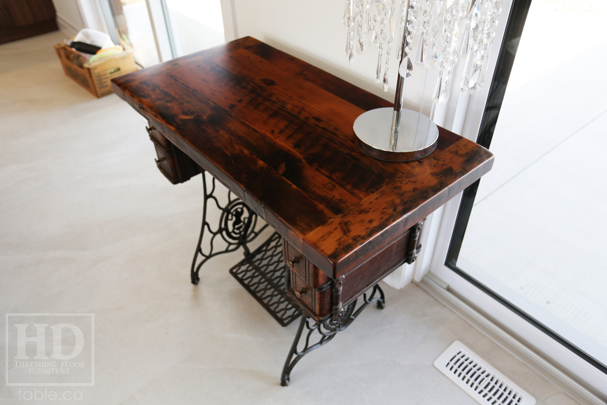 Ontario Barnwood Top for an Antique Singer Sewing Machine Base | Blog