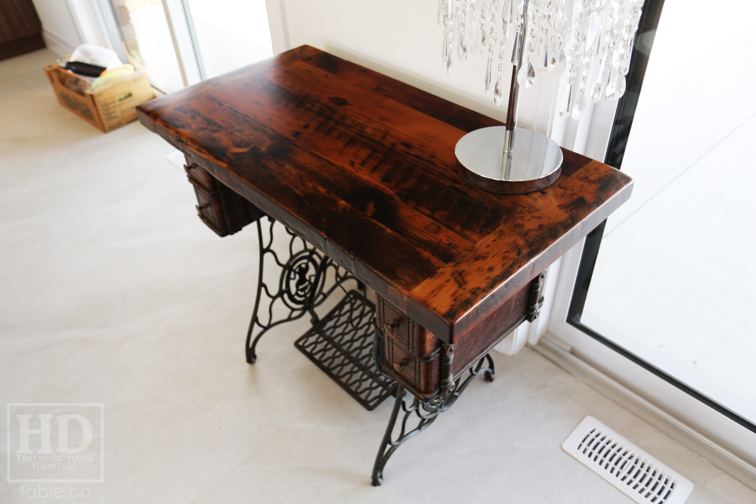 Ontario Barnwood Top for an Antique Singer Sewing Machine Base | Blog