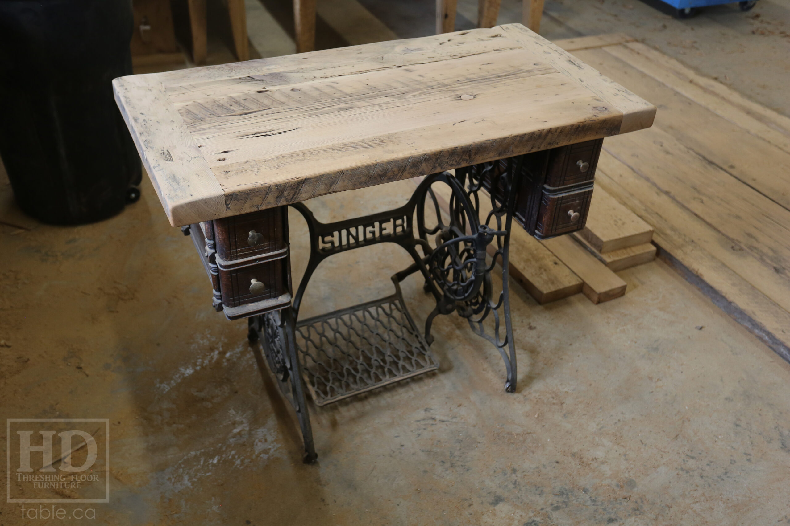 Ontario Barnwood Top for an Antique Singer Sewing Machine Base | Blog