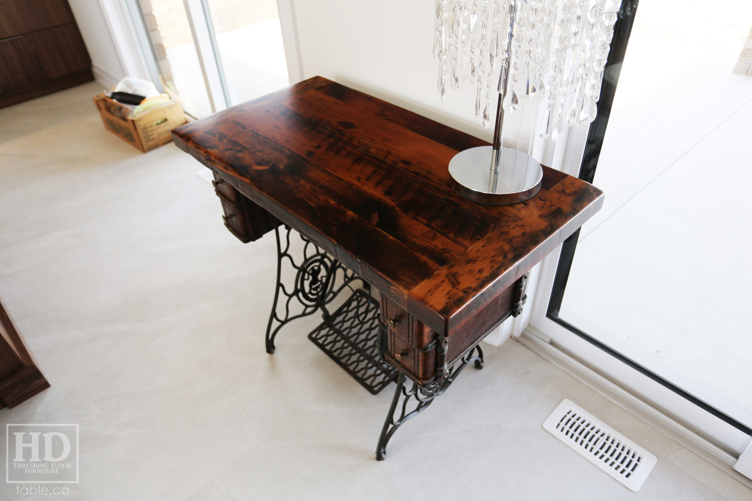 Ontario Barnwood Top for an Antique Singer Sewing Machine Base | Blog