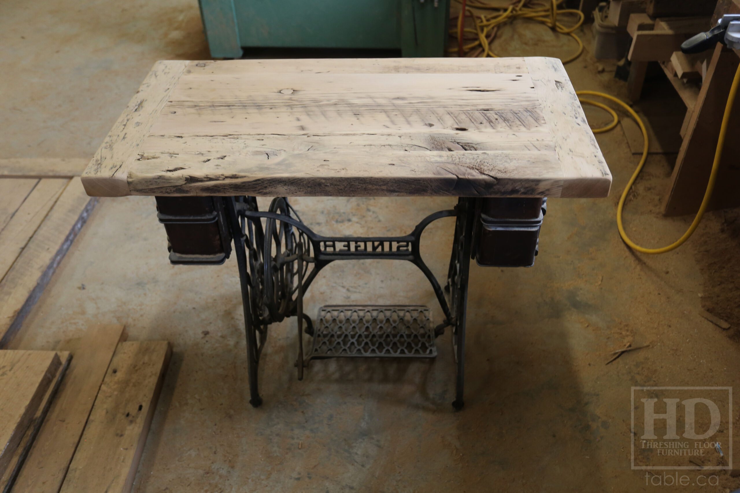 Ontario Barnwood Top for an Antique Singer Sewing Machine Base | Blog