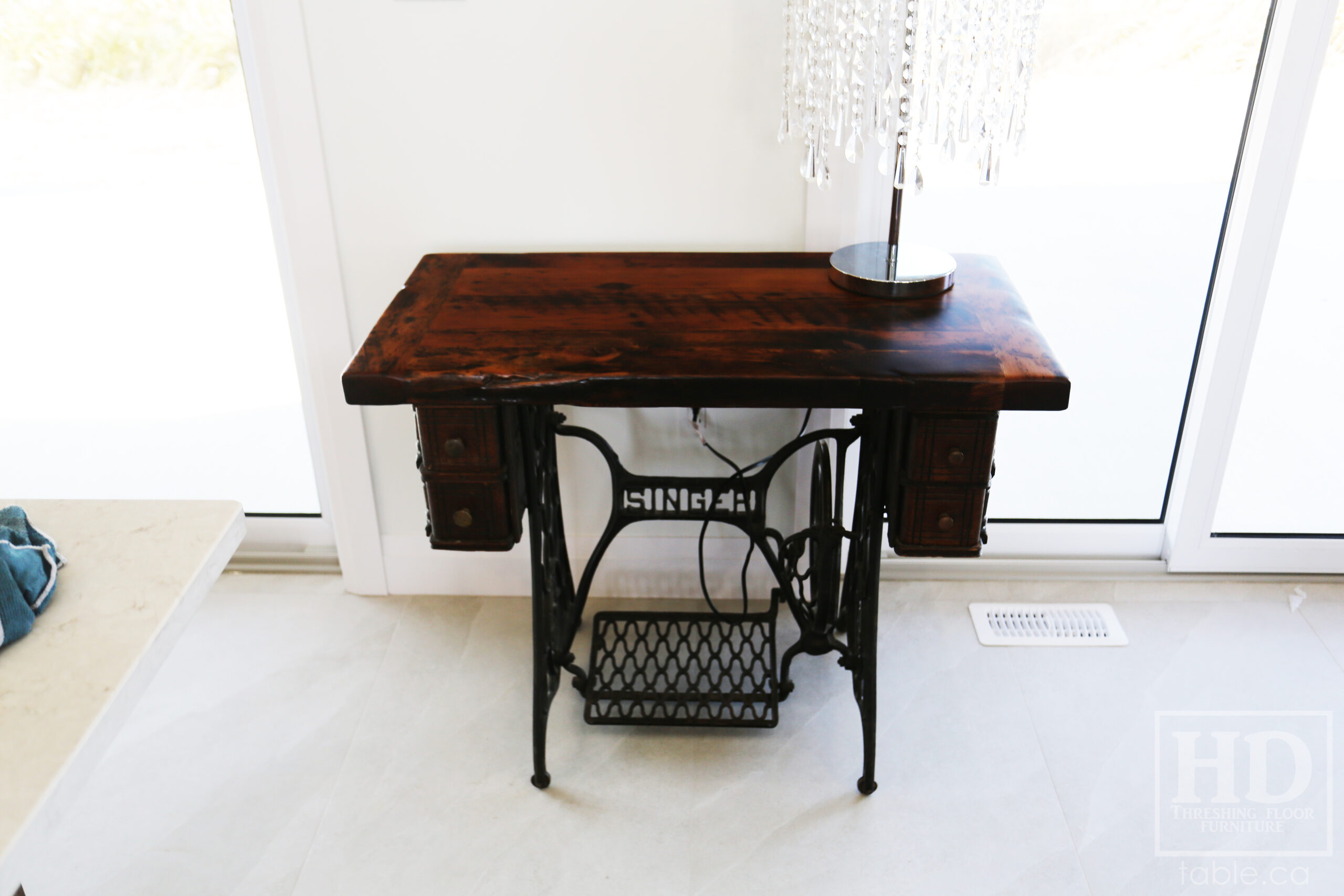 Ontario Barnwood Top for an Antique Singer Sewing Machine Base | Blog