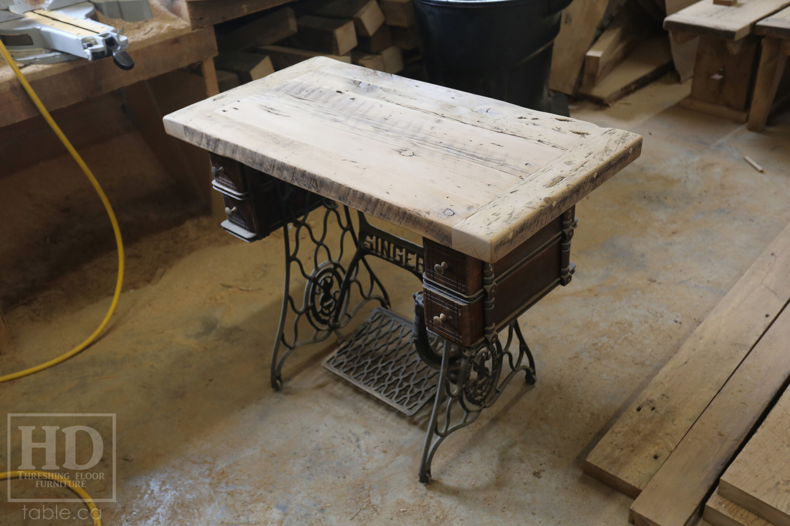 Ontario Barnwood Top for an Antique Singer Sewing Machine Base | Blog