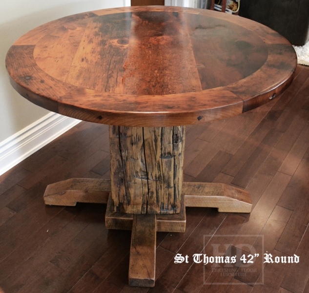 Round Reclaimed Wood Dining Table | Rustic Round Wood Tables