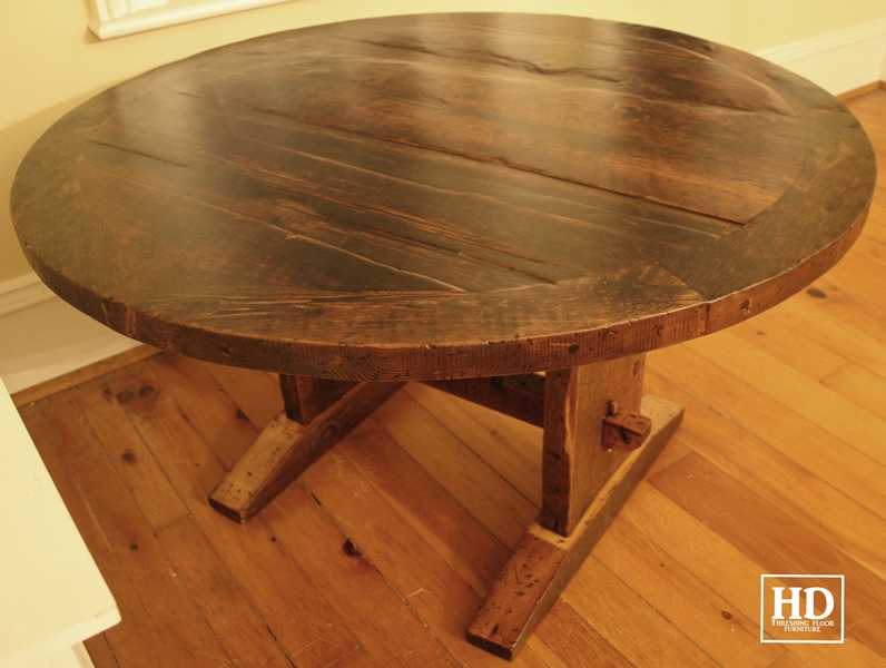 Round Reclaimed Wood Dining Table | Rustic Round Wood Tables