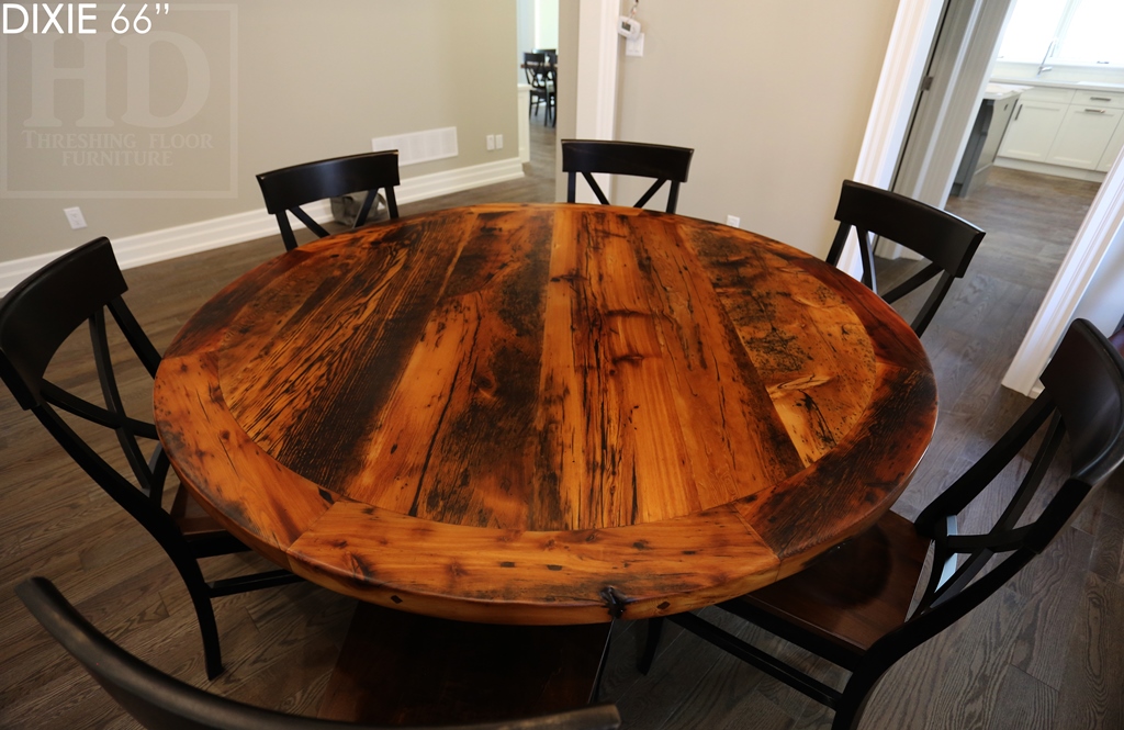 Round Reclaimed Wood Dining Table | Rustic Round Wood Tables
