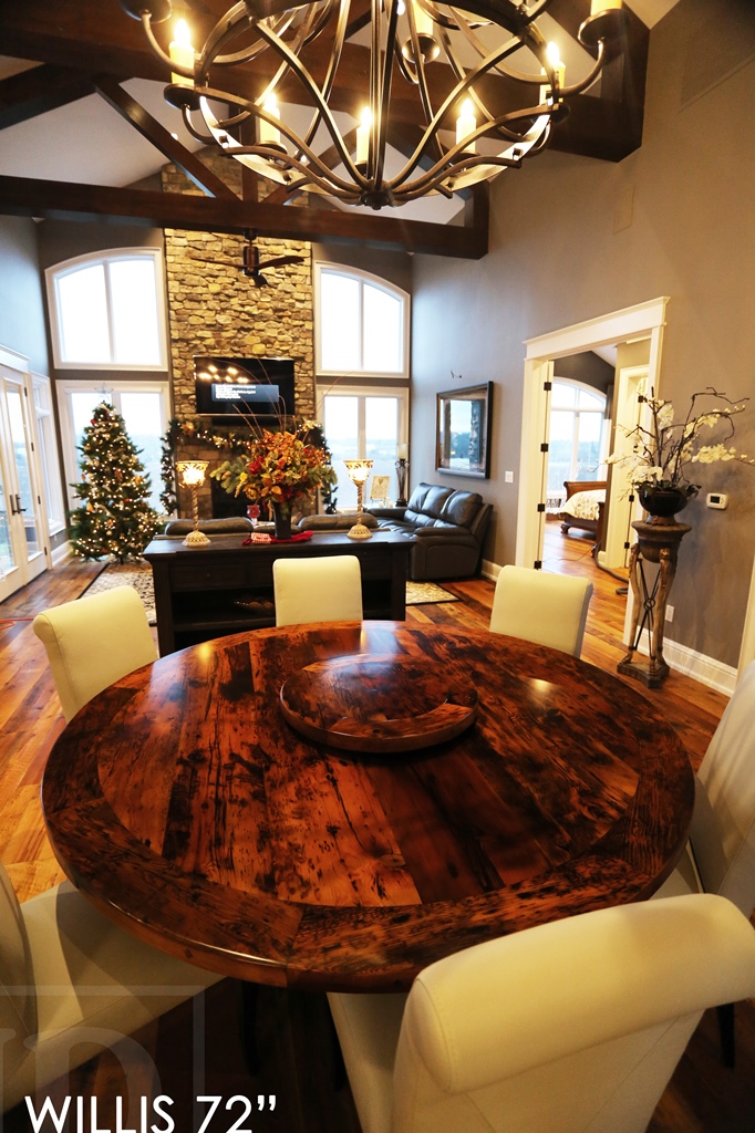 Round Reclaimed Wood Dining Table | Rustic Round Wood Tables