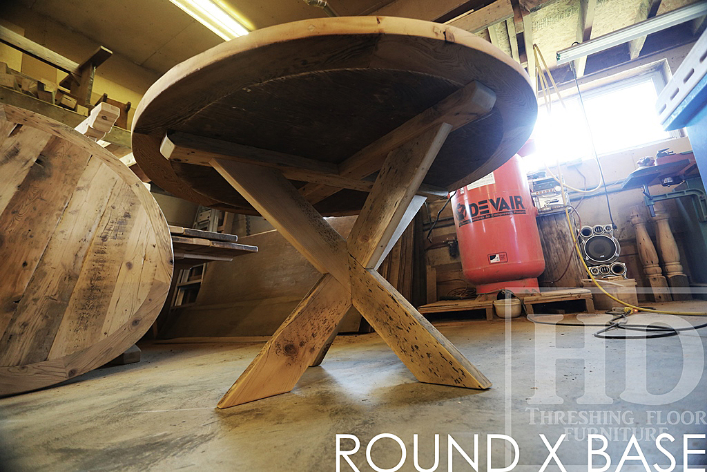 Round Reclaimed Wood Dining Table | Rustic Round Wood Tables