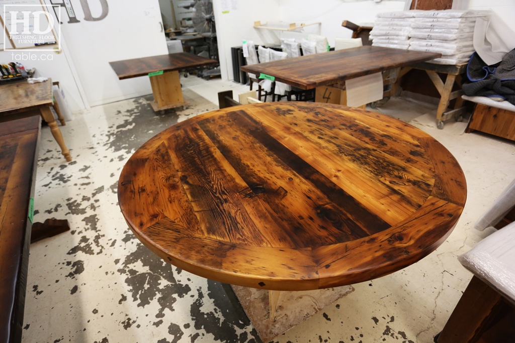 Round Reclaimed Wood Dining Table | Rustic Round Wood Tables