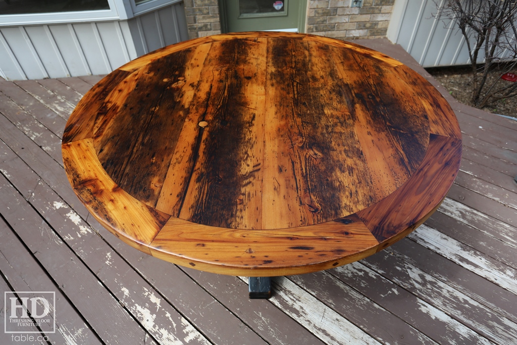 Round Reclaimed Wood Dining Table | Rustic Round Wood Tables