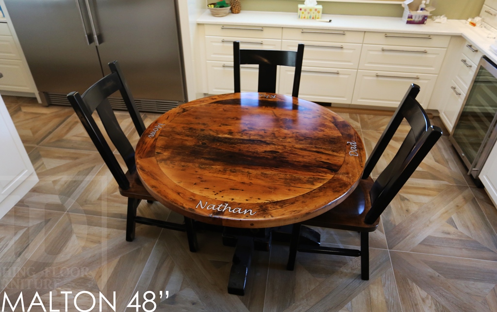 Round Reclaimed Wood Dining Table | Rustic Round Wood Tables