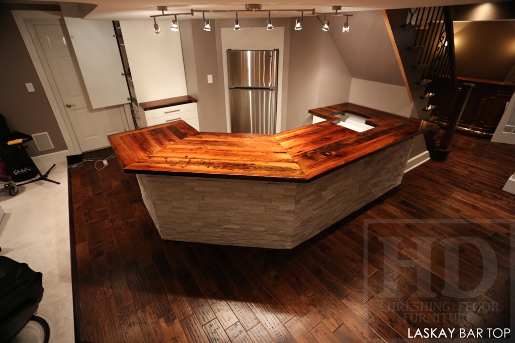 Reclaimed Wood Bar & Kitchen Island Tops | HD Threshing Floor Furniture