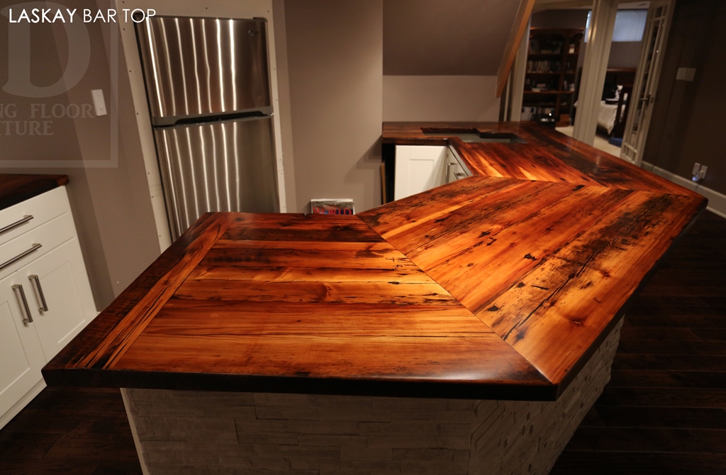 Reclaimed Wood Bar & Kitchen Island Tops | HD Threshing Floor Furniture