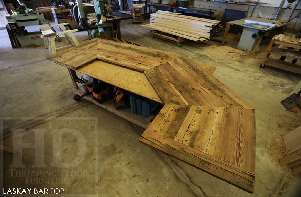 Reclaimed Wood Bar & Kitchen Island Tops | HD Threshing Floor Furniture